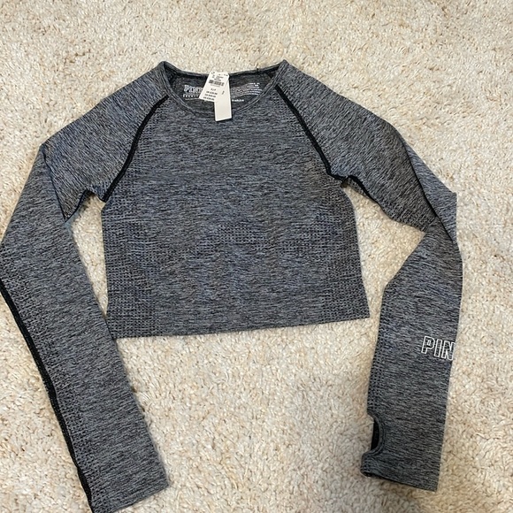 Tops | Small Pink Victorias Secret Gray Black Small Crop Top Long ...